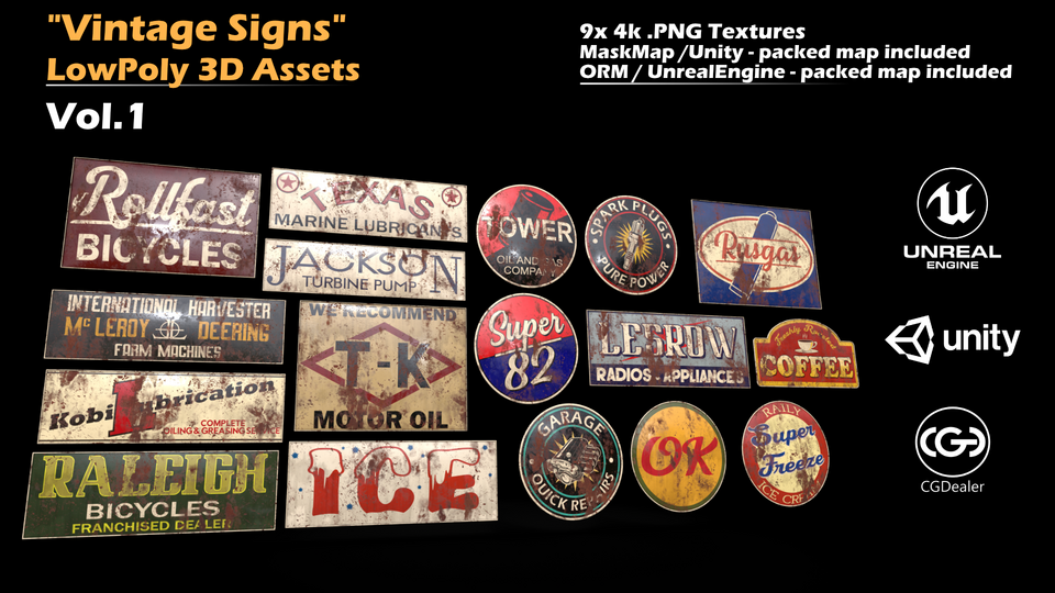 Vintage Signs Vol.1 3D Asset/ Prop
