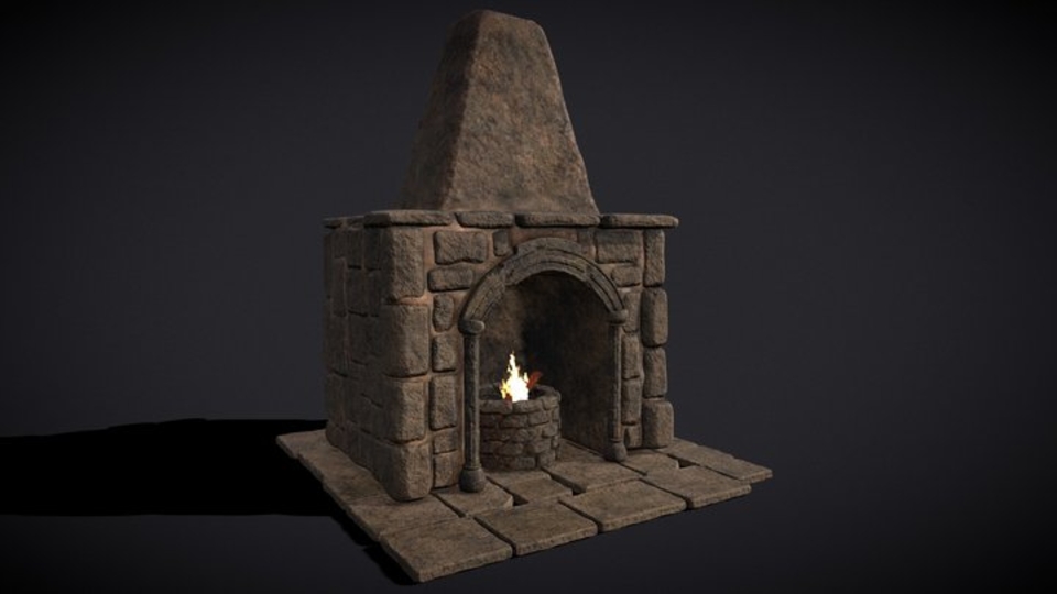 Medieval Mud Stone Fireplace