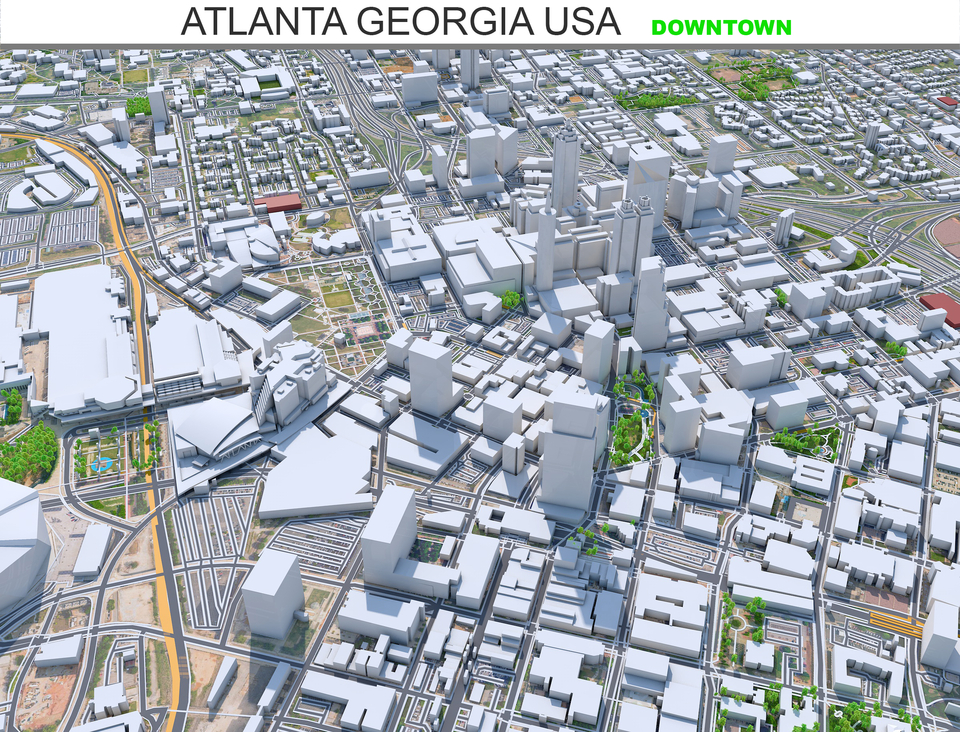Atlanta Downtown City Georgia 3D Model 8km