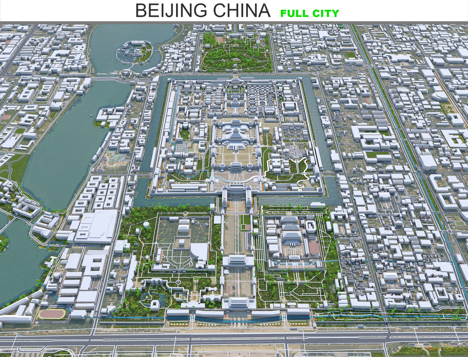 Beijing City China 3d model 60km