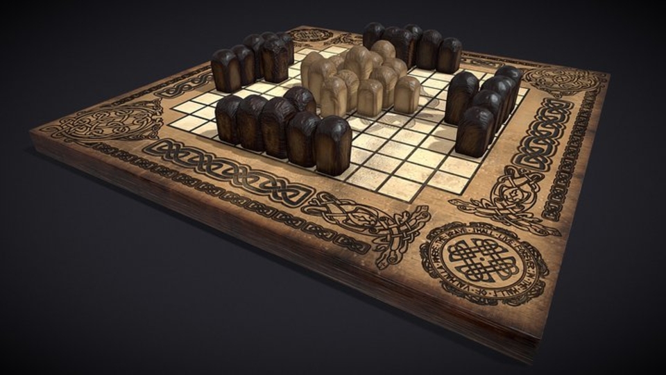 Wooden Carved Hnefatafl Viking Chess Set