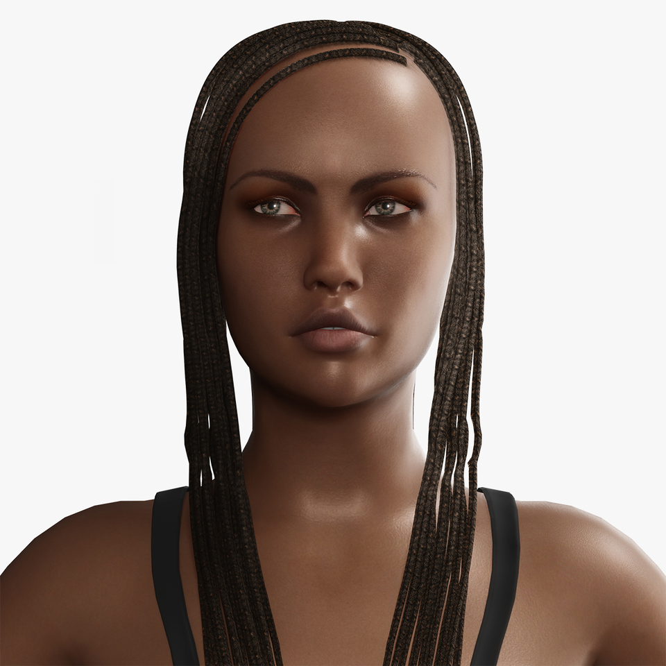 Realistic black female rigged game ready