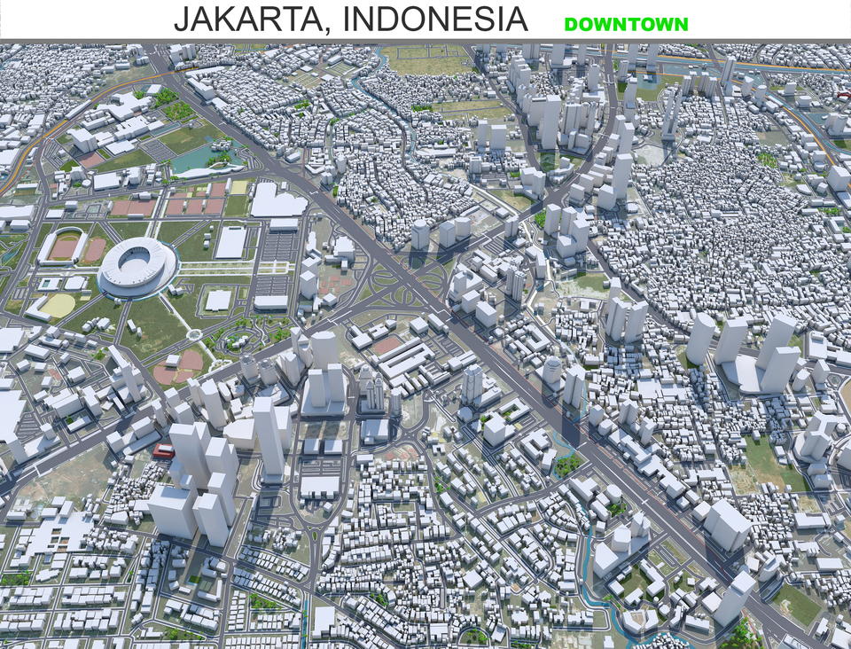 Jakarta city Indonesia 3d model 8km