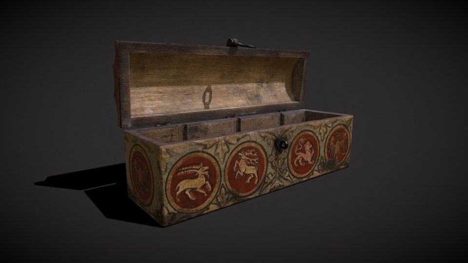 Painted Medieval Long Chest