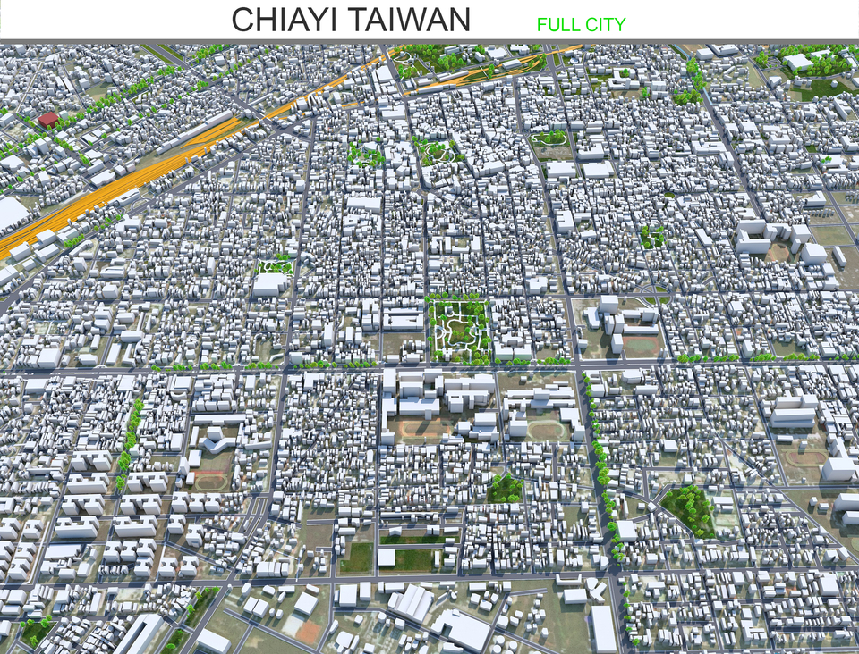 Chiayi city taiwan 3d model 30km