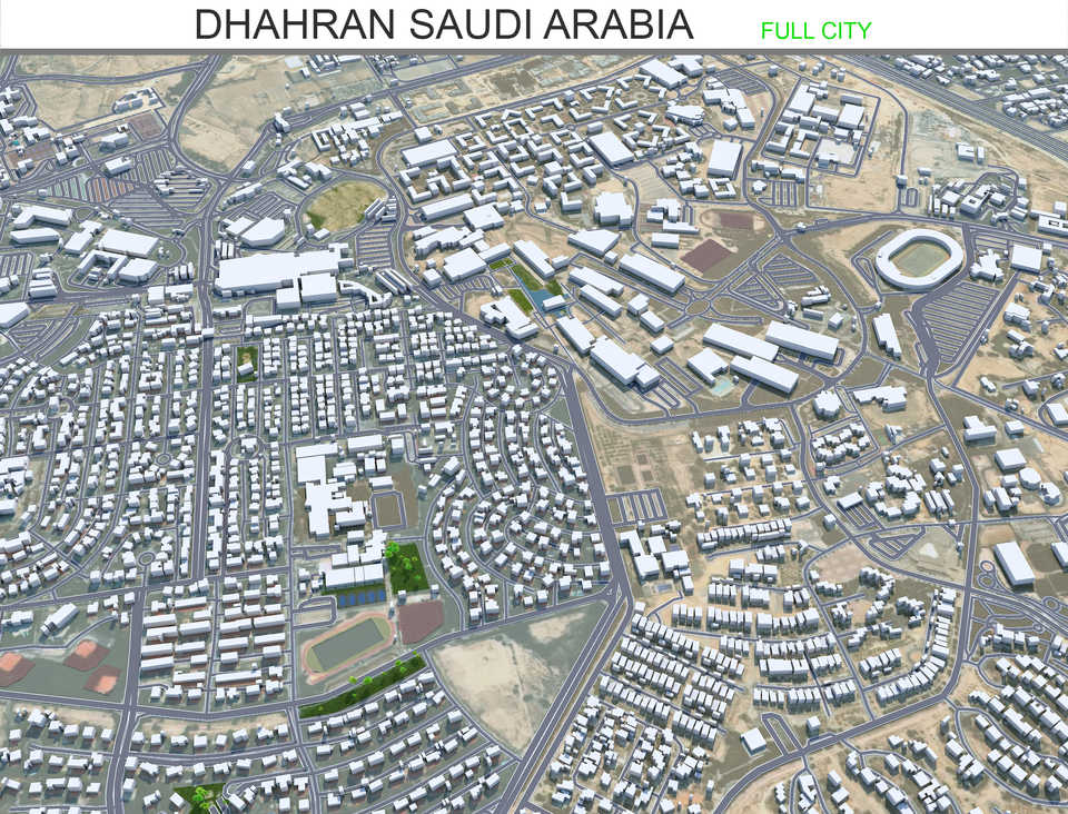 Dhahran City Saudi Arabia 3d model 50km