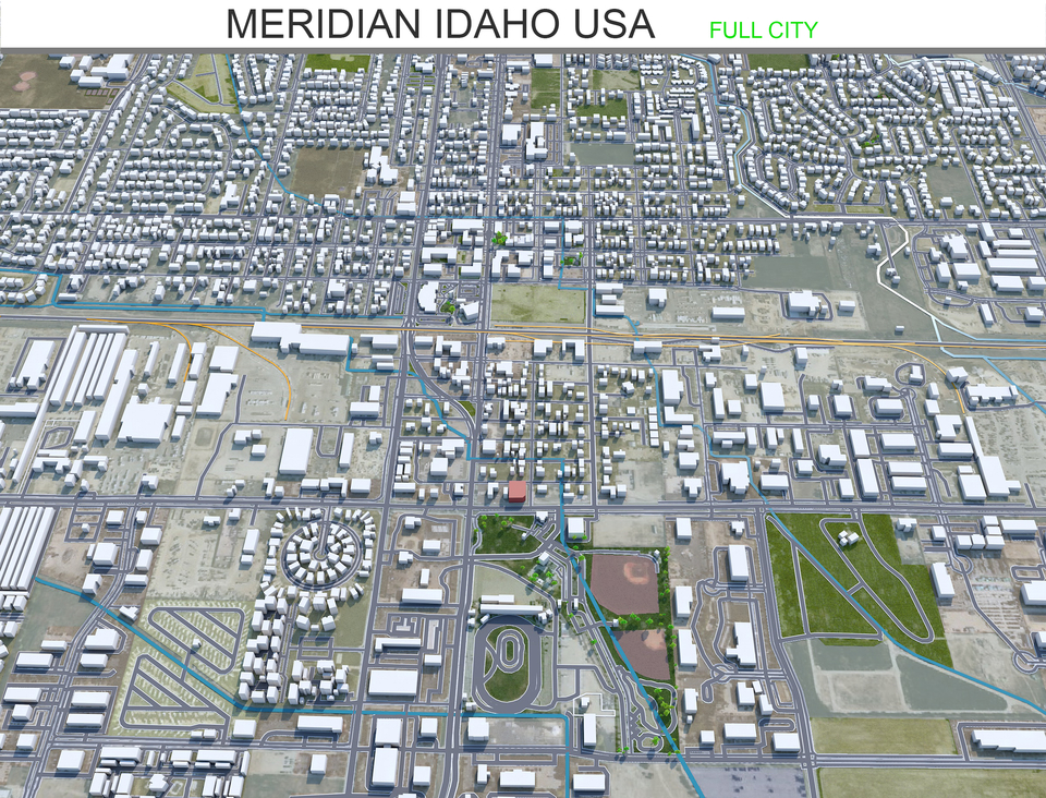 Meridian City Idaho USA 3d model 30km