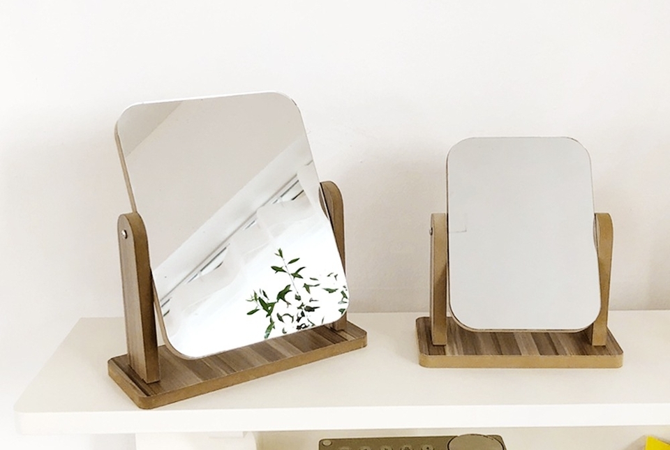 Classic Wood Desk Mirror Solid Wood