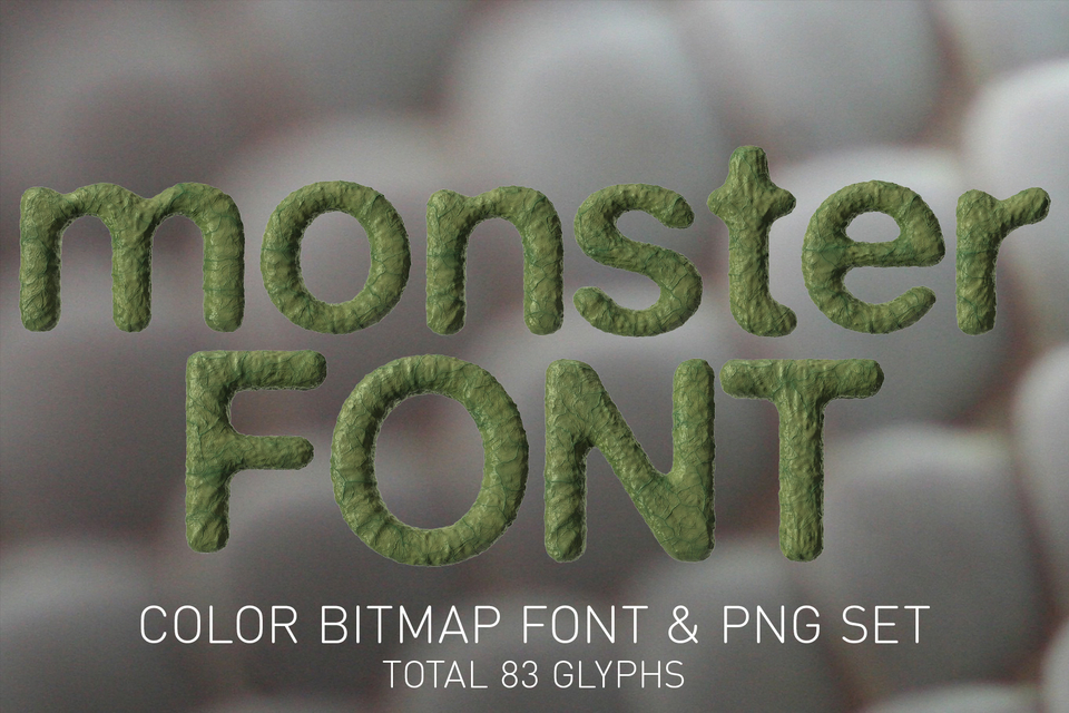 The Monster Color Bitmap SVG Font & PNGs