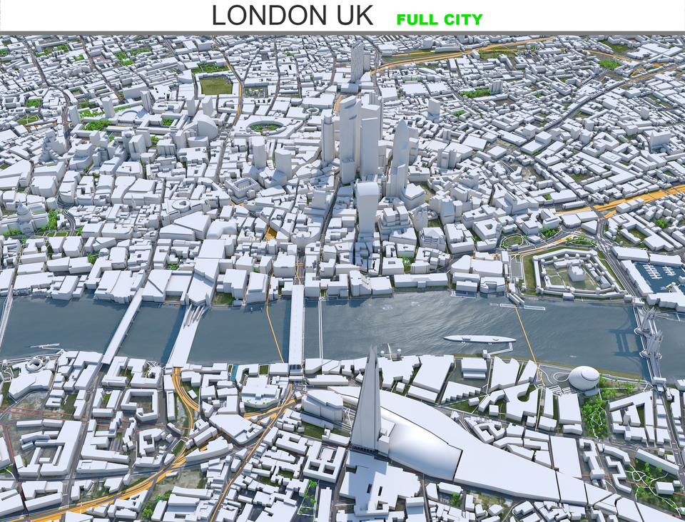 London City 3D Model 100km
