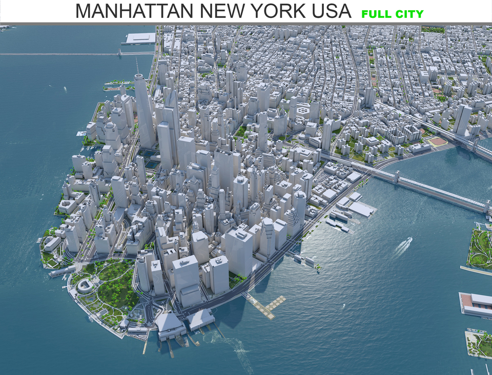 Manhattan City 3d model New York USA 40km