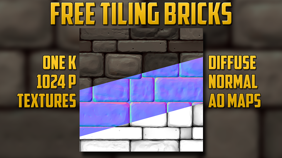Free Stylized Tiling Bricks For Games 1024 by 1024