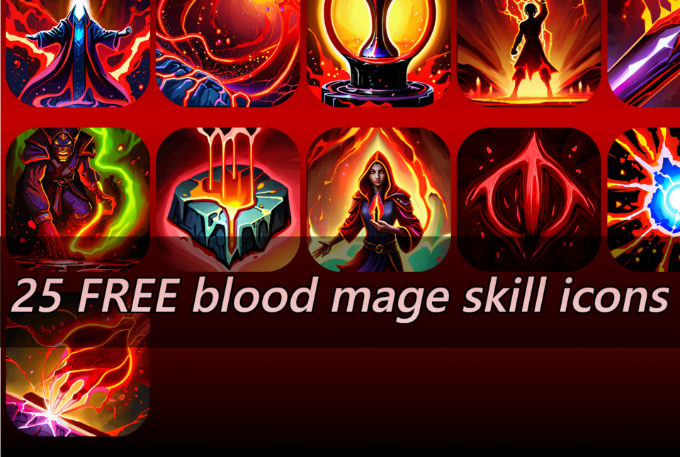 25 FREE blood mage skill icons