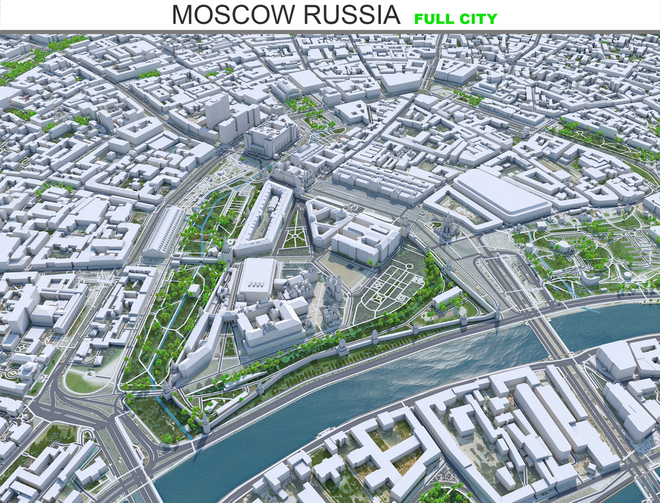 Moscow city Russia 3d model 150km