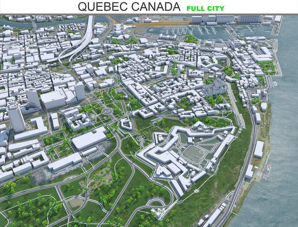 Quebec City Canada 3D Model 80km