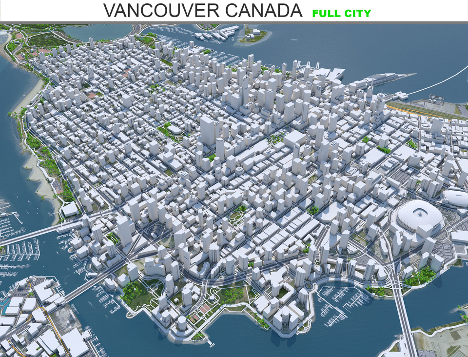 Vancouver city Canada 3d model 40km