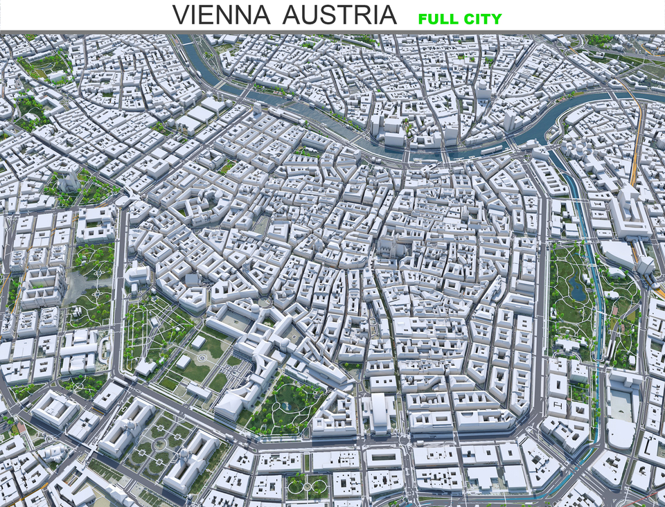 Vienna City Austria 3D Model 50km