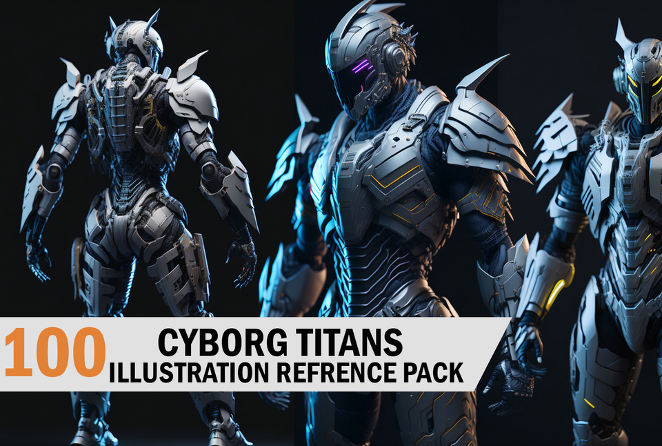 100 cyborg titan _ 4k illustrations reference pack