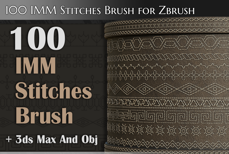 100 IMM Stitches Brush for Zbrush