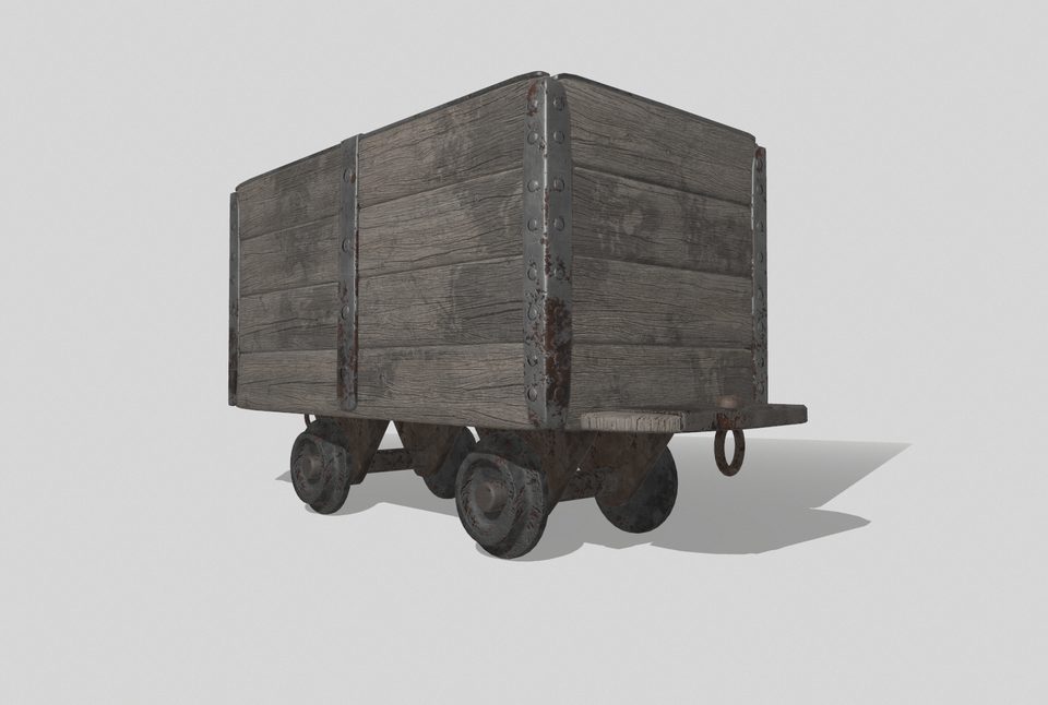Mine cart Low-poly 3D model