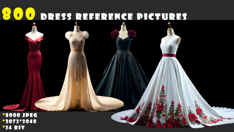 800 Dress Reference Pictures 4K | v.01