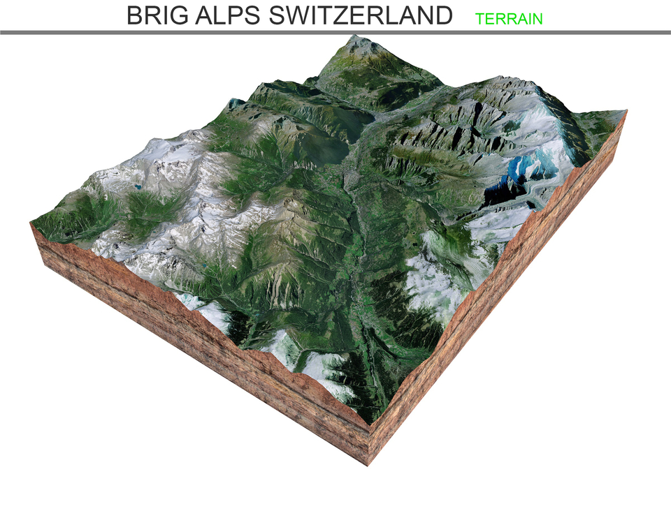 Brig Alps Switzerland Terrain 3d model
