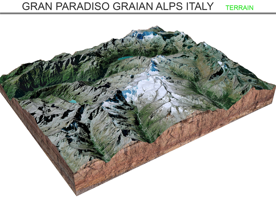 Gran Paradiso Graian Alps Italy Terrain 3d model