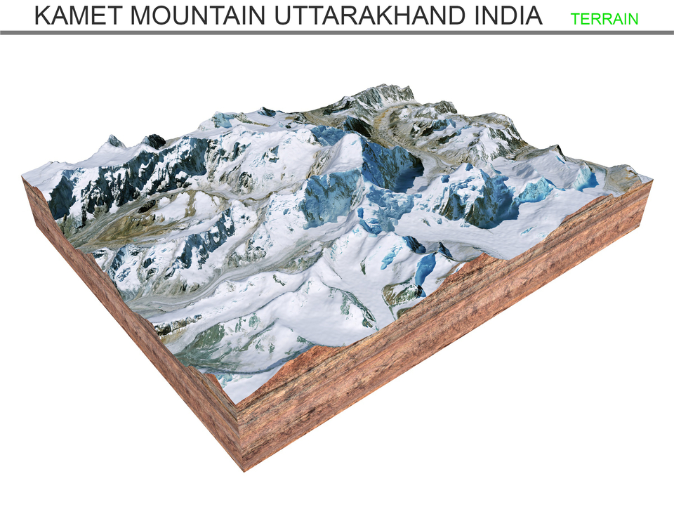 Kamet Mountain Uttarakhand India Terrain 3d model