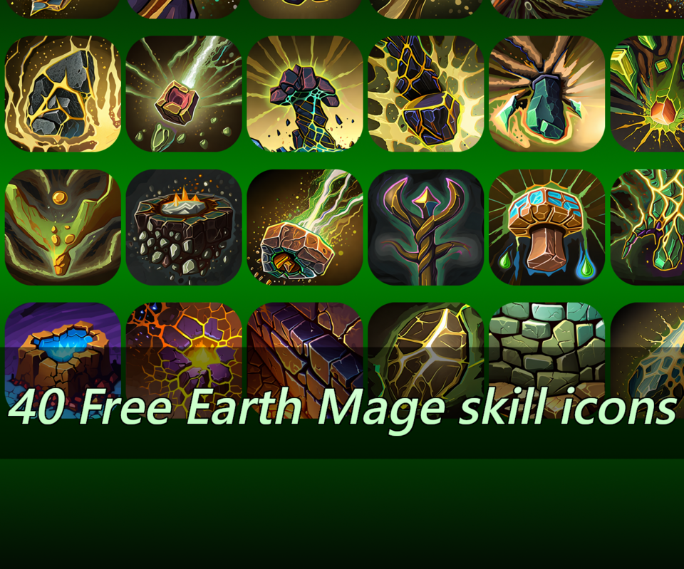40 FREE Earth Mage skill icons