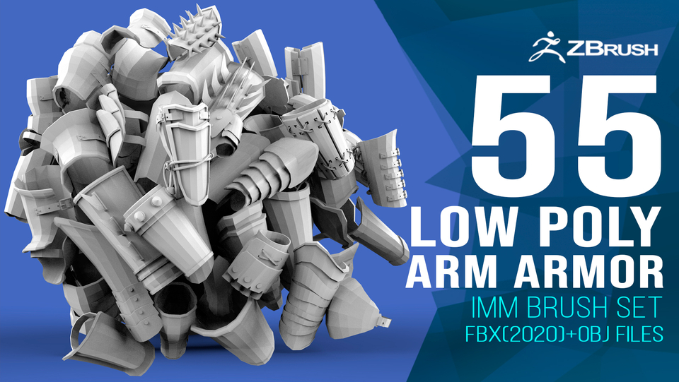 55 Low poly medieval arm armor base mesh IMM set