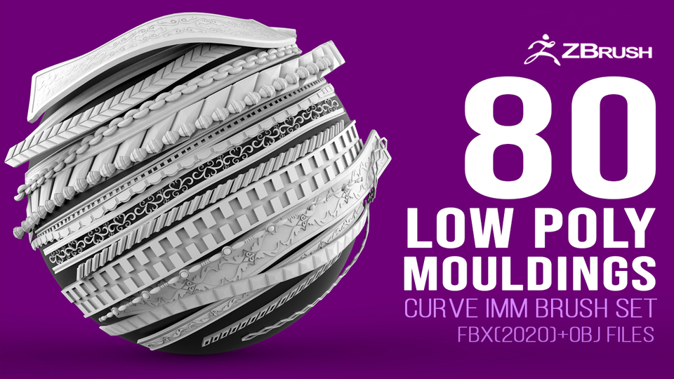 80 low poly mouldings shapes curve IMM