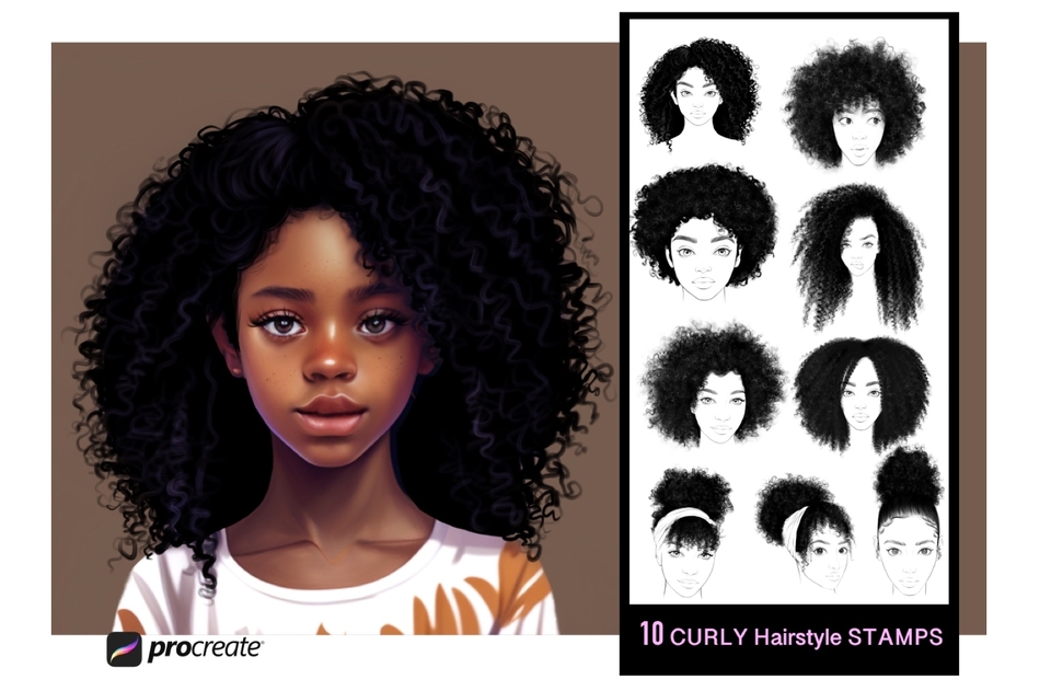 Curly Hair Stamps for Procreate