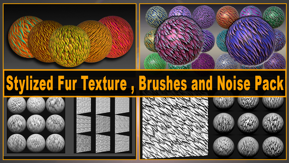 30 Stylized Fur Texture , Brushes and Noise Pack