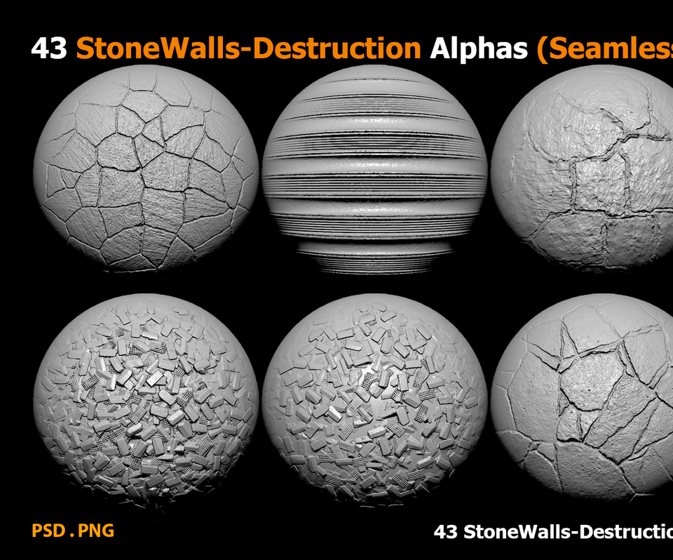 43 Stone Walls Destruction Alphas