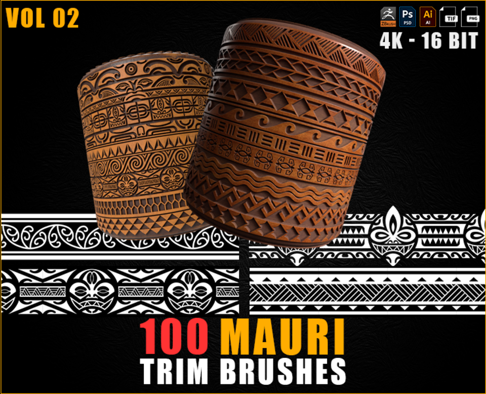 100 Mauri Trim Brushes (Roll Brush) - VOL 02