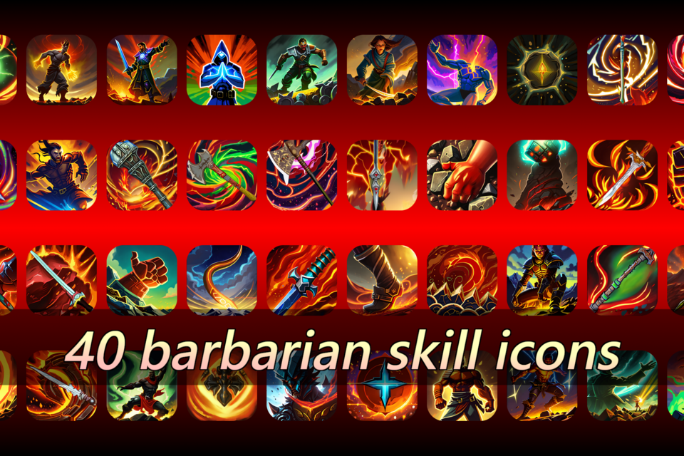 40 FREE barbarian skill icons