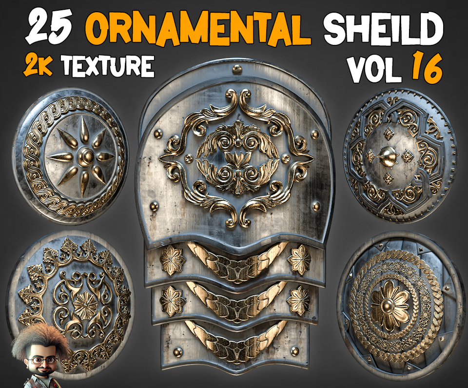 25 Ornamental Shield 3D Model Vol-16