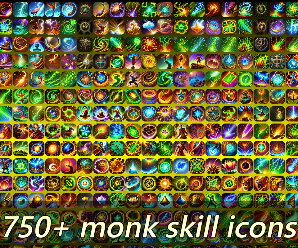 750+ monk skill icons