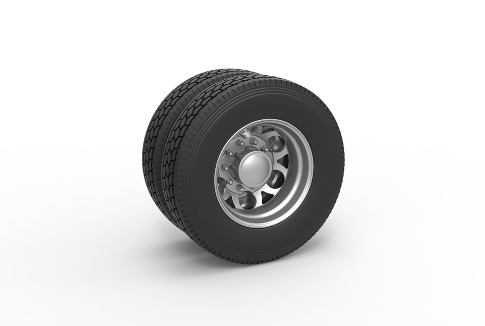 Rear custom wheel of semi truck V15 Scale 1:25