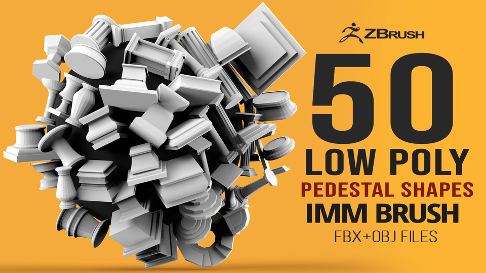 50 Low poly statue pedestal podium base mesh IMM