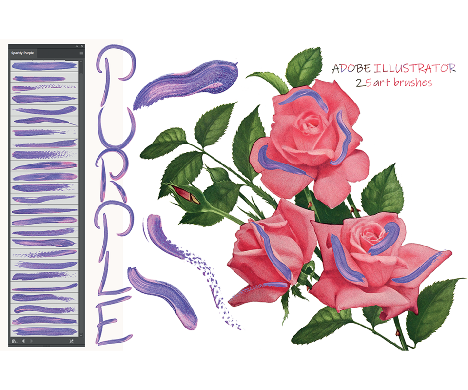 Sparkly Purple Illustrator Brushes