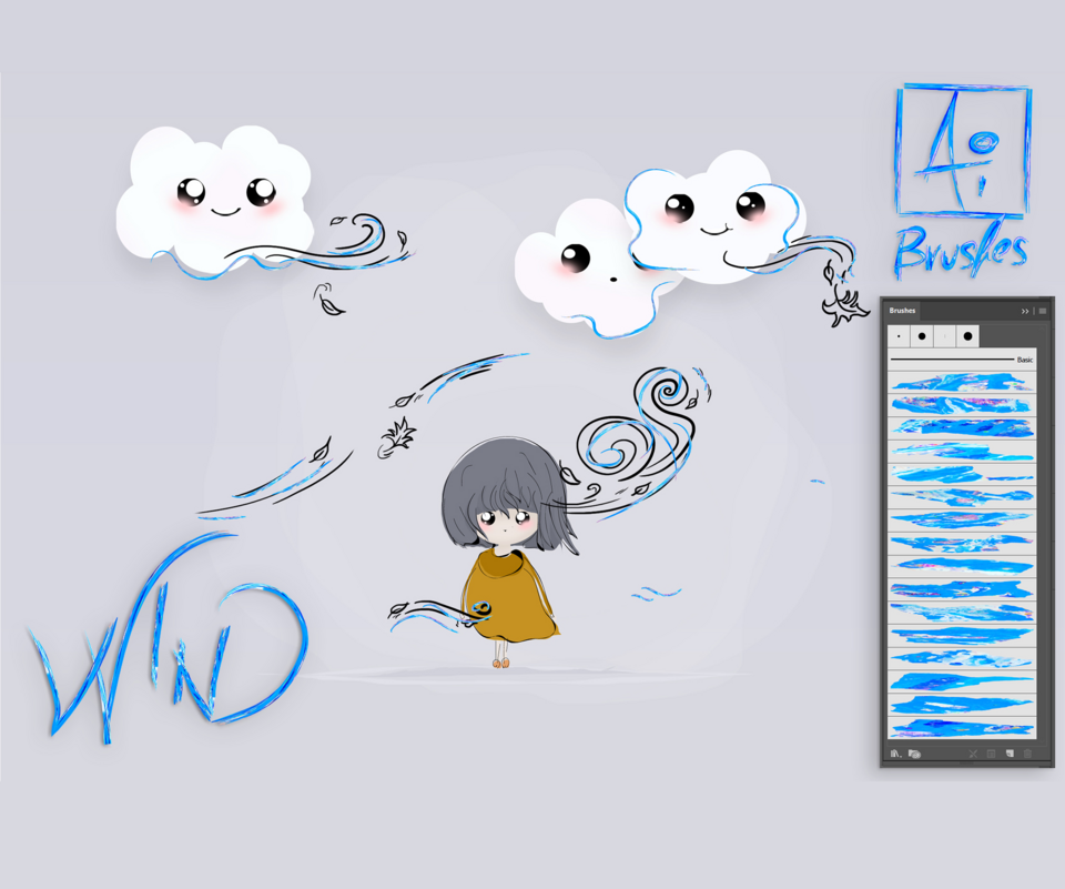 Wind Illustrator Brushes