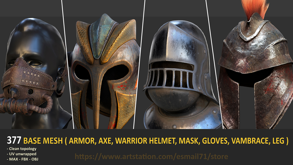 377 BASE MESH ( ARMOR, AXE, WARRIOR HELMET, ... )