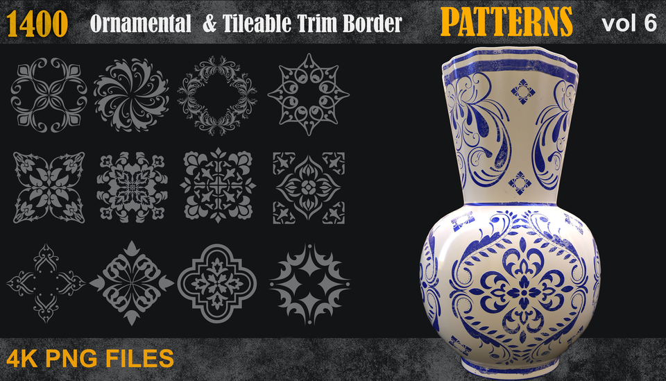 1400 Ornamental & Tileable Trim Border vol6