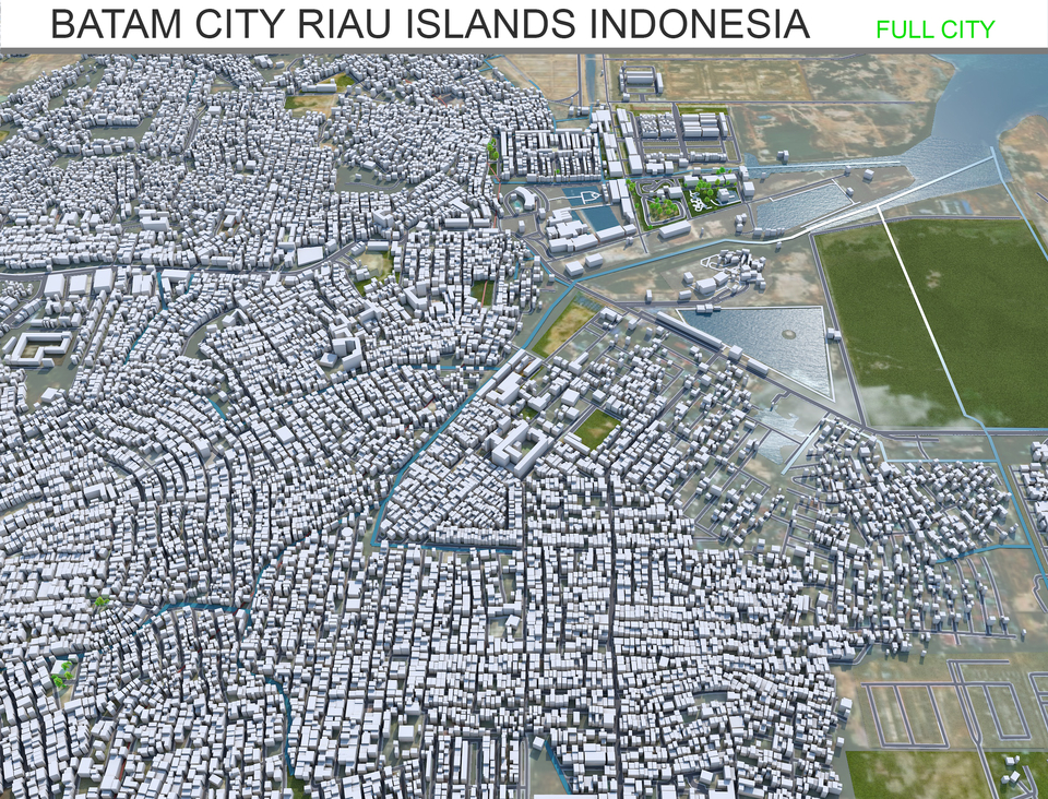 Batam City Riau Islands Indonesia 3d model 70km