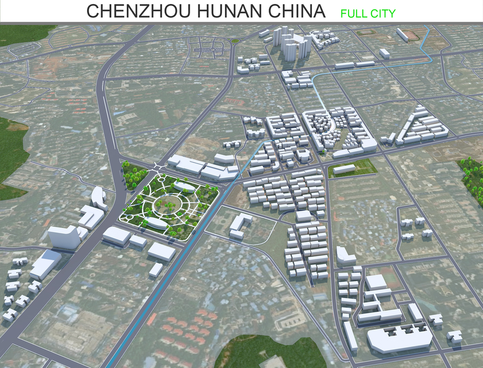 Chenzhou city Hunan China 3d model 25km