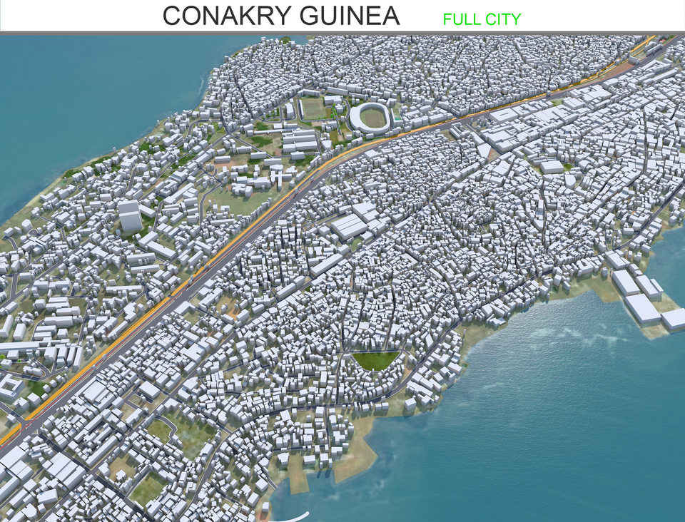 Conakry city Guinea 3d model 50km