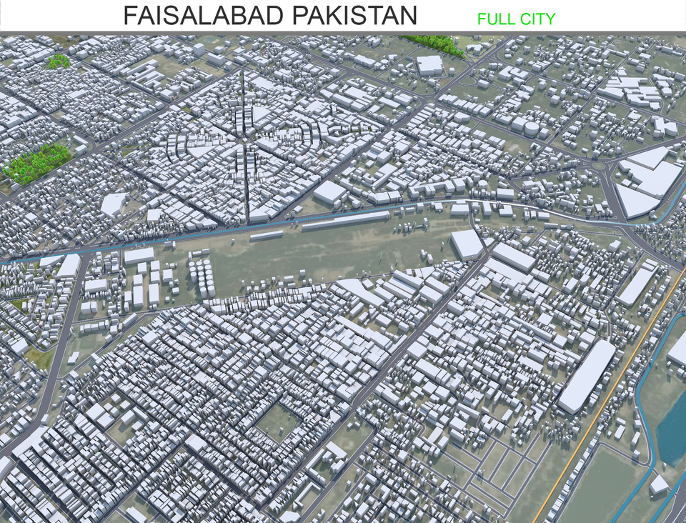 Faisalabad city Pakistan 3d model 45km