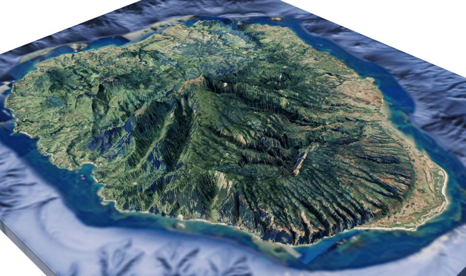 Kauai island terrain 3d model