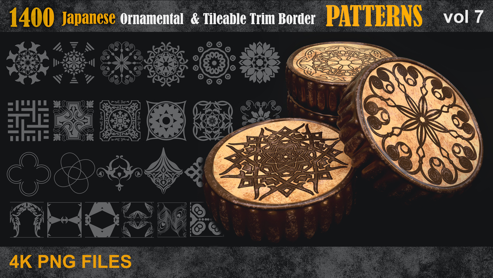1400 Japanese Ornamental & Tileable Trim vol7